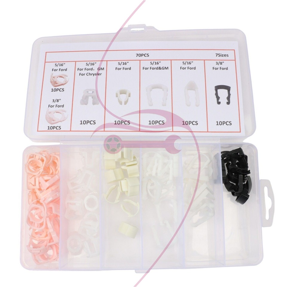 70 Pieces Fuel Line Retainer Clip 7 Size 3/8 5/16 Assortment fits ...