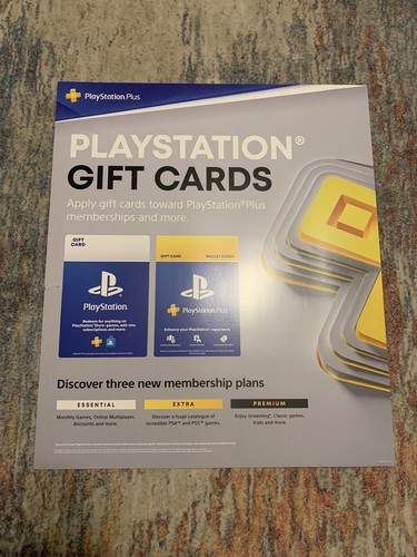 Playstation Plus Gift Card Promo Store Sign Advertisement GameStop ...