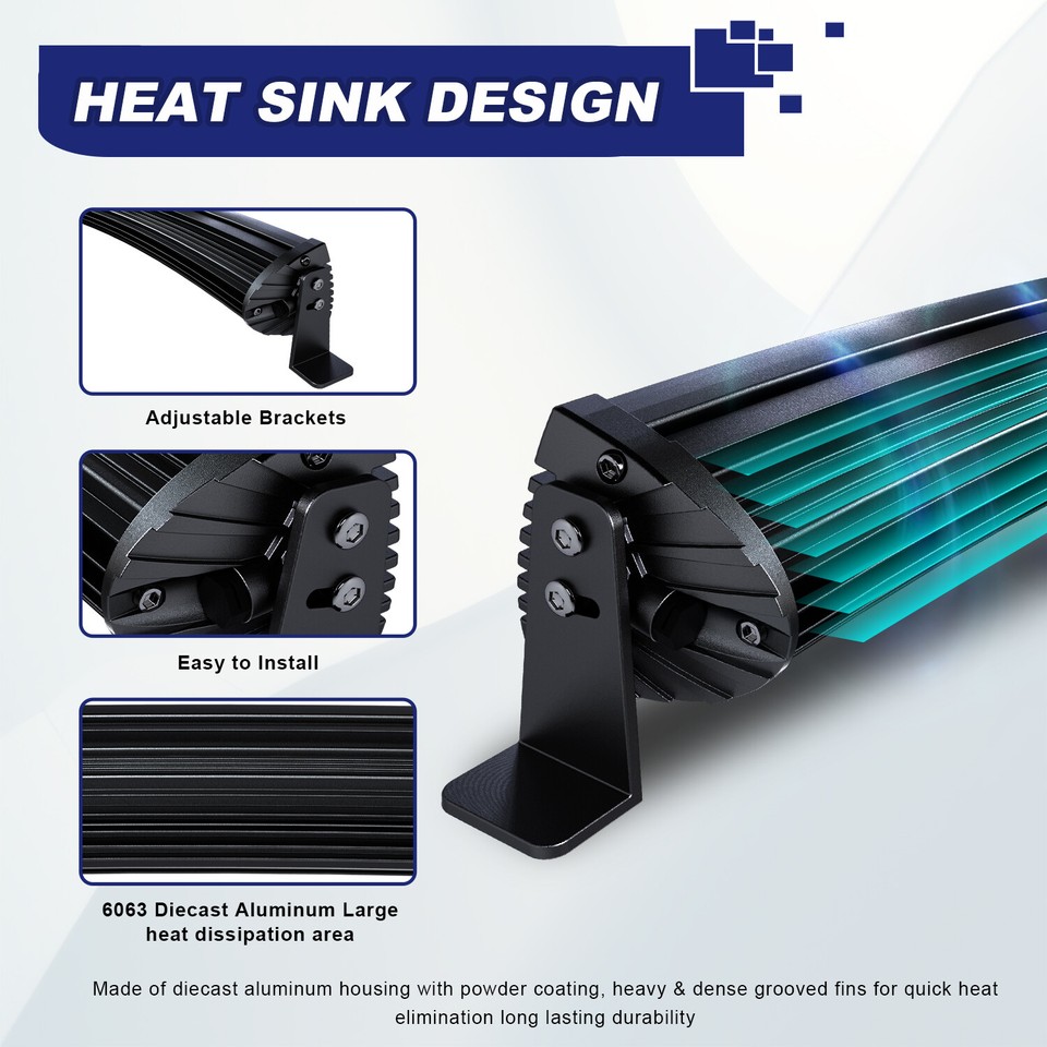 RGB Curved LED Light Bar 42Inch+4Inch RGB LED Pods For Off road Chevy ...