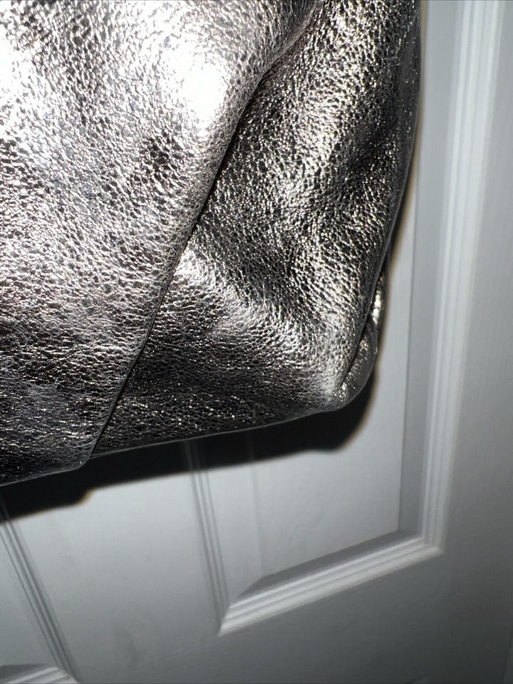 COACH Brooke Handbag Leather Pewter Silver Metallic Hobo Bag Purse ...