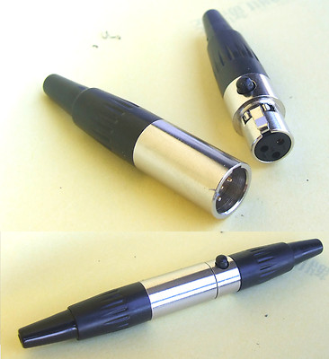 10set Mini XLR 3-Pin Male plug Connector M/F- Cable Inline Female plug ...