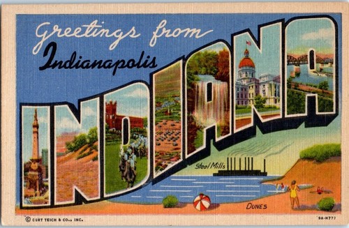 1939 Large Letter Greetings from Indianapolis Indiana Postcard | eBay