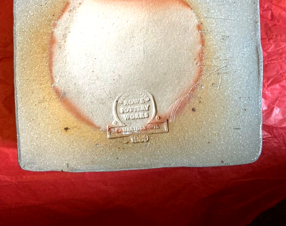 ROWE Pottery Works Tile Trivet 5"x5" Stooked Wheat Sheaves Cambridge WI ...