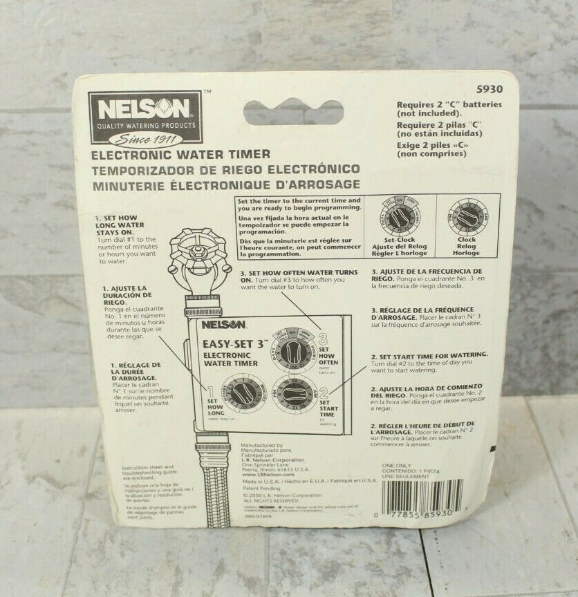 NIB - Nelson 5930 - Easy-Set 3 Electronic Water Timer for Garden Hose ...