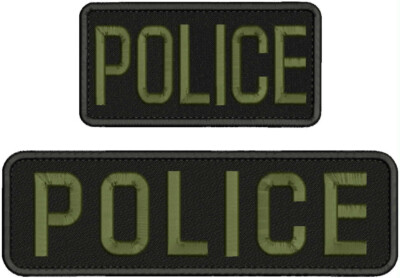 POLICE EMBROIDERY PATCH 3X10 AND 3X6 HOOK ON BACK OD GREEN ON BLACK | eBay