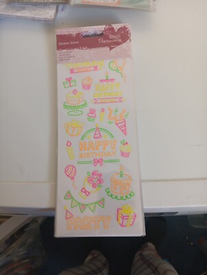 NEON STICKERS HAPPY BIRTHDAY 22X10 CM NEW PAPERMANIA (C) FOR ...