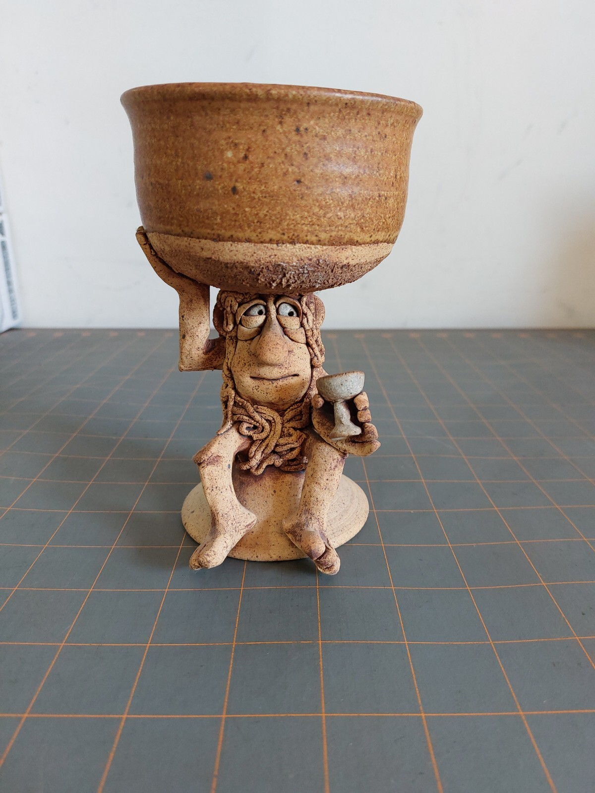 Pottery decoration Cup Chalice Troll Gremlin Face Art Weird Odd | eBay