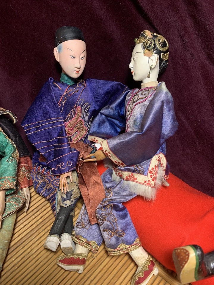 ANTIQUE 11" CHINESE OPERA DOLL SPECTACULAR EMBROIDERED* SCULPTED ...