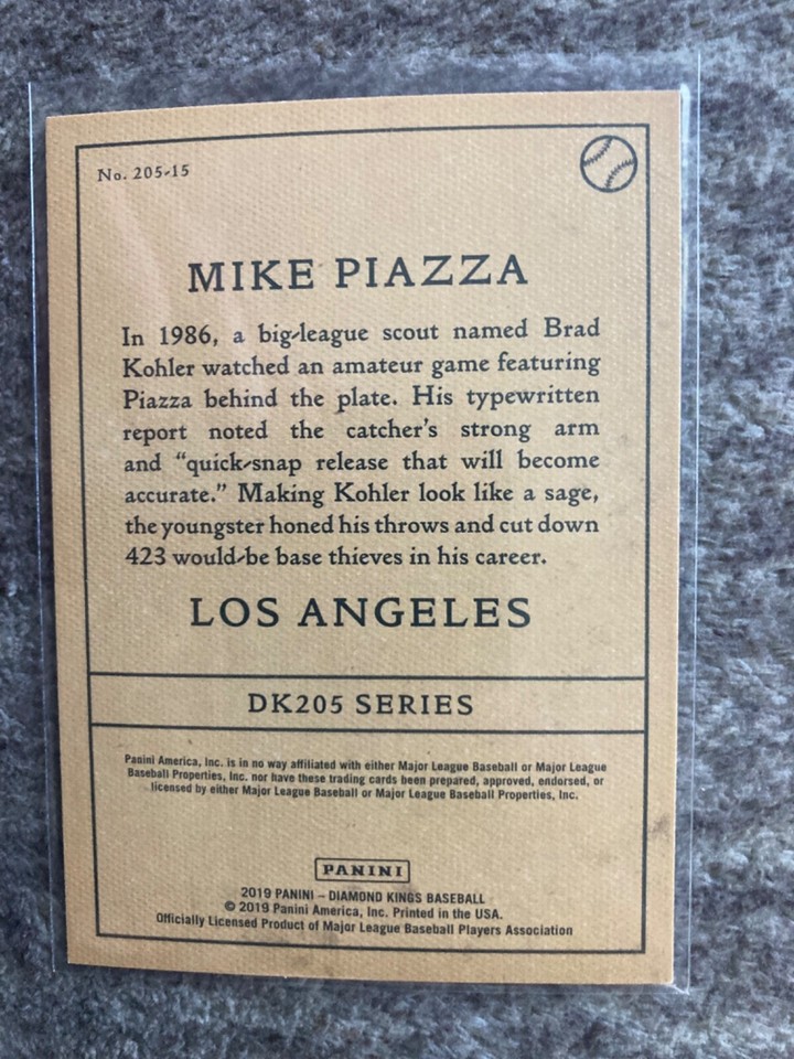 2019 Diamond Kings Mike Piazza gold halo. #205-15 DK205. Dodgers and ...