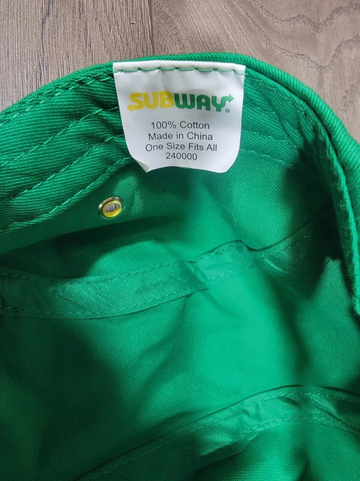 Subway Sandwich Hat Cap Snap Back Green Yellow Logo Employee Uniform ...