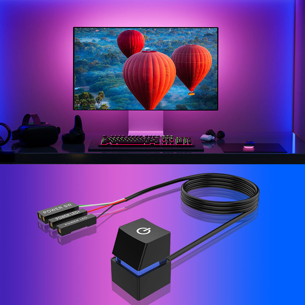 AU Blue LED Lights PC Desktop Computer On Off Switch Extension Cable ...