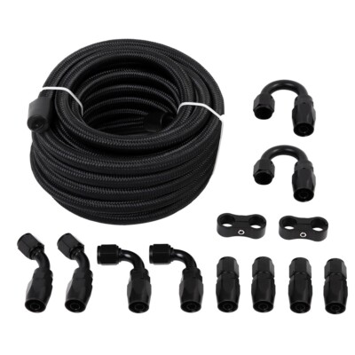 LokoCar 6AN Fuel Line Kit Nylon AN6 Braided Fuel Hose Fitting Kit CPE ...