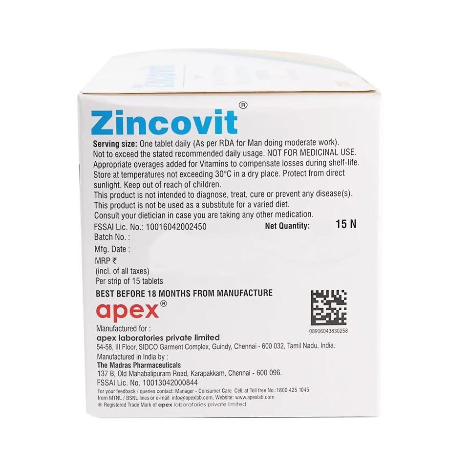 Apex Zincovit Multivitamin Multimineral OTC Immune - 150 Tablet | Free ...