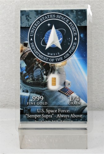 GOLD US SPACE FORCE 1/60 GRAM 999 PURE 24k FINE GOLD BAR IN ASSAY CARD ...