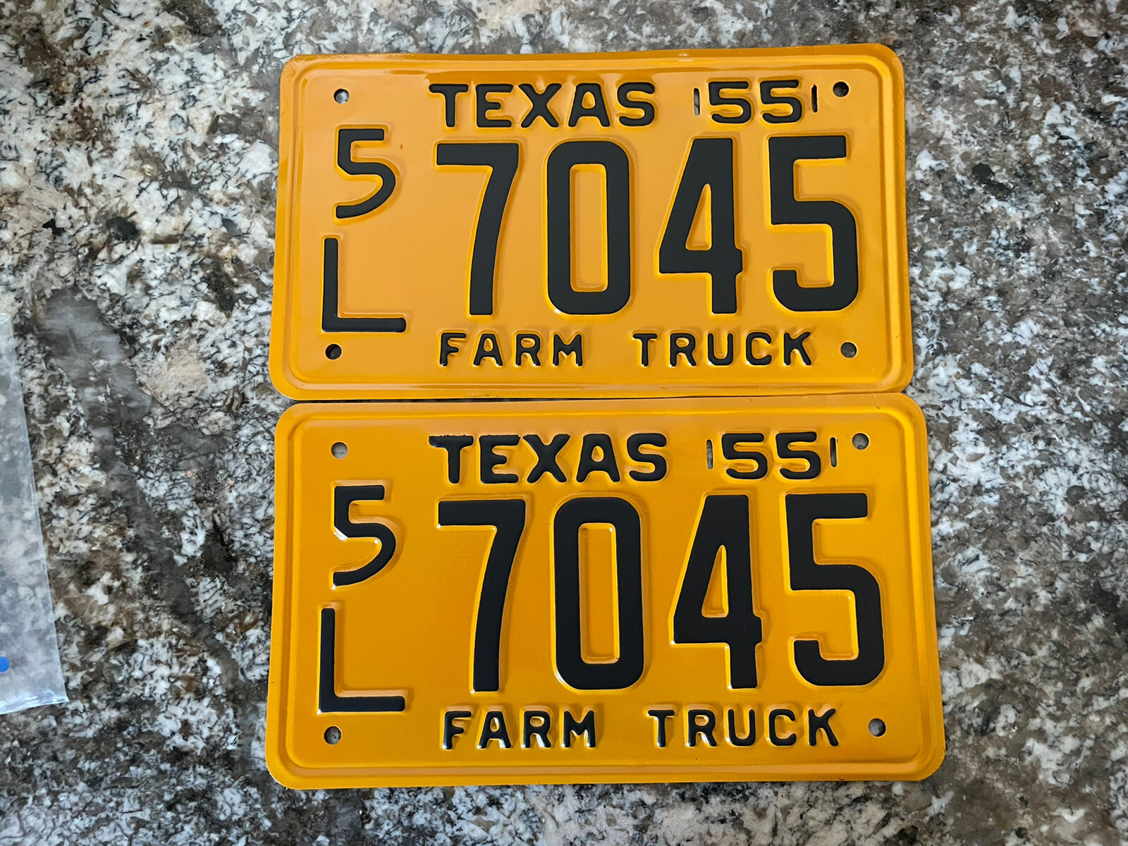 1955 TEXAS FARM TRUCK LICENSE PLATES 5L 7045 Repainted | eBay