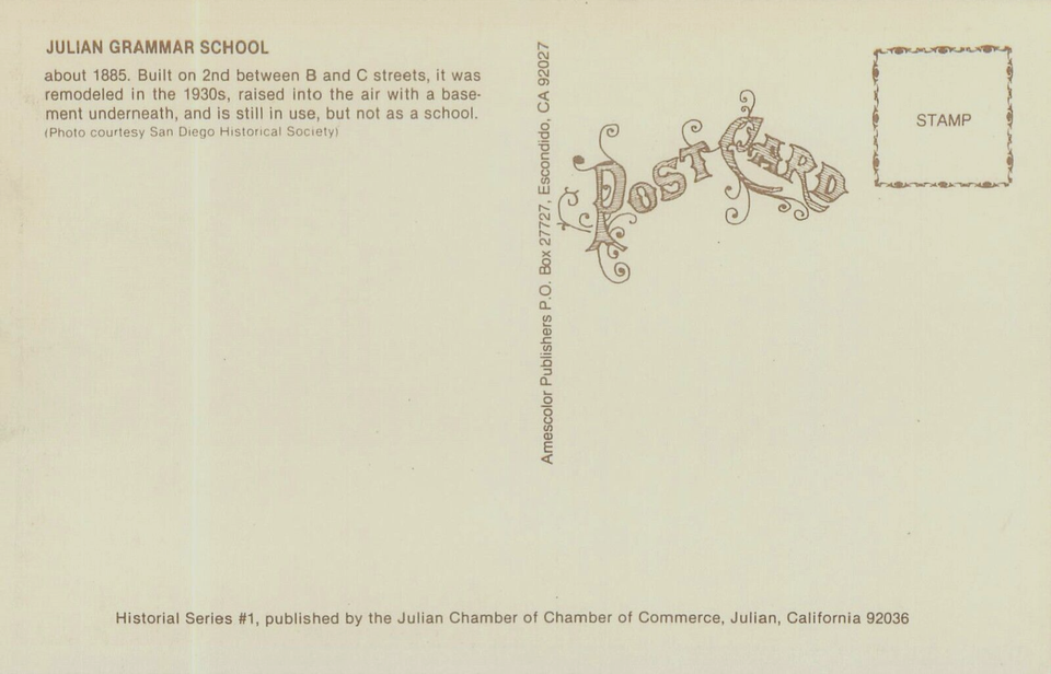 Julian Grammar School, Julian California - Vintage Unposted Postcard | eBay