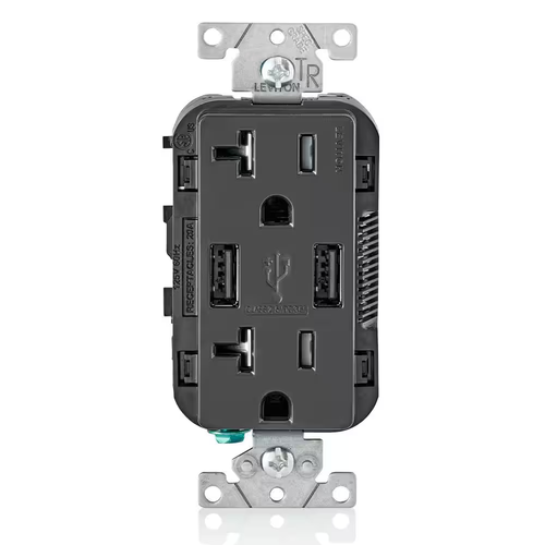 Decora 20 Amp Tamper Resistant Duplex Outlet and 3.6 Amp USB Outlet ...