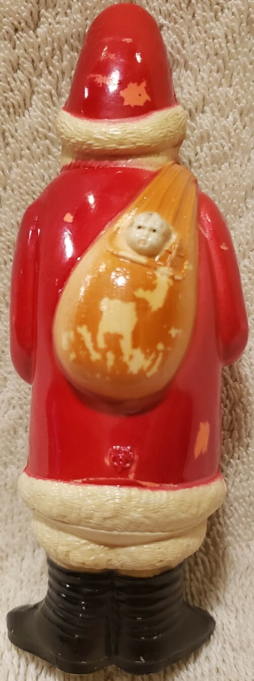 VINTAGE 1930'S CELLULOID SANTA CLAUS CHRISTMAS BABY RATTLE 5" TALL MADE ...