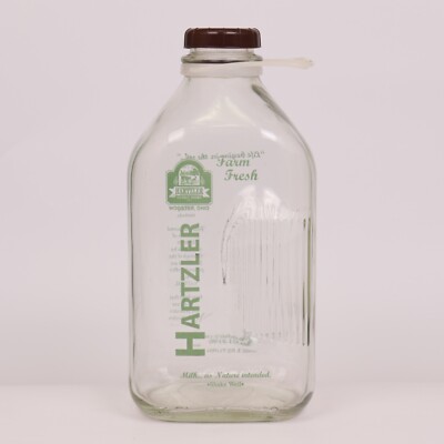 Vintage Hartzler Family Dairy 64oz 1/2 Gallon Milk Jug Glass Bottle ...