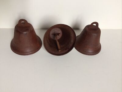 Set of 3 Rusty Looking Tin 44mm 1.5" Liberty Bell Bells Primitive Craft ...