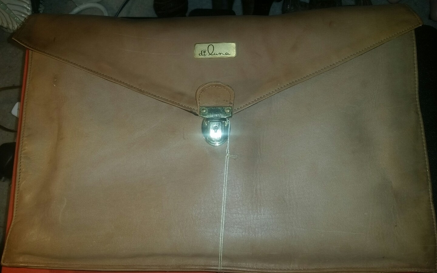 Dilana Beige Leather Underarm Designer Briefcase W/Lock & Keys | eBay