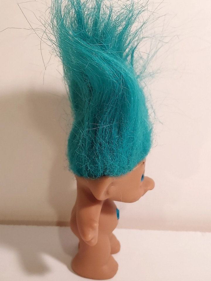 Old Blue Hair Vintage Gem Jewel Belly Treasure Troll Doll by Ace ...