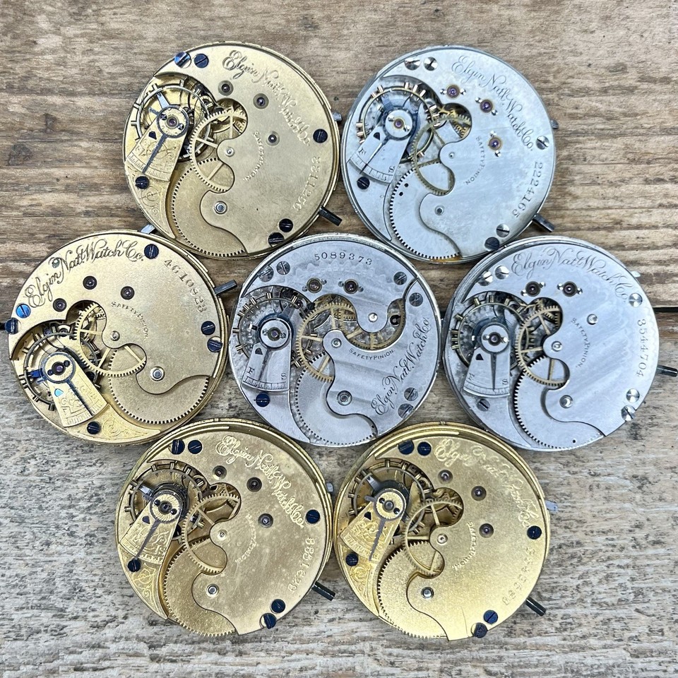 6s Elgin Pocket Watch Movements - Grade 67, 94, 120 - 11, 13, 15 Jewels ...