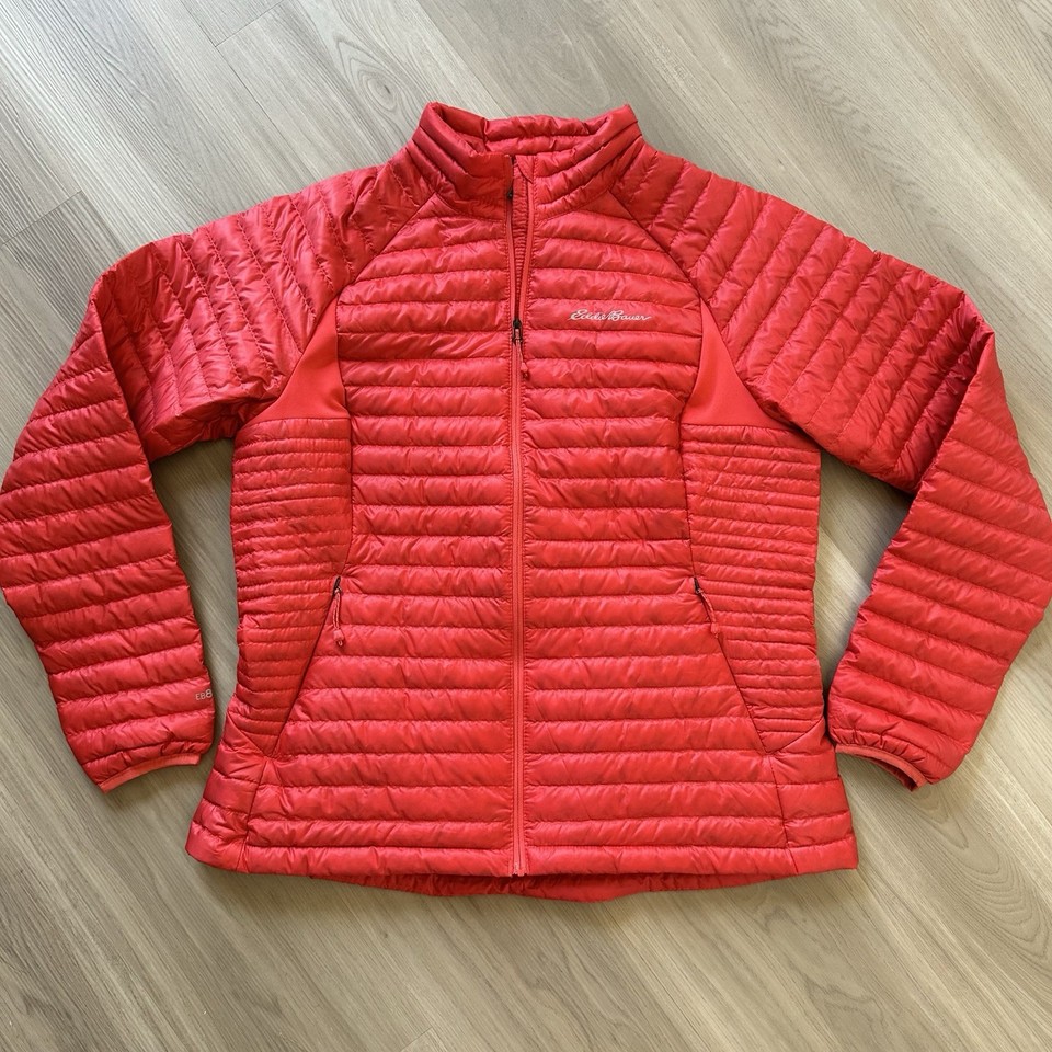 Eddie Bauer First Ascent EB800 Puffer Jacket L Orange/Red Women Goose ...