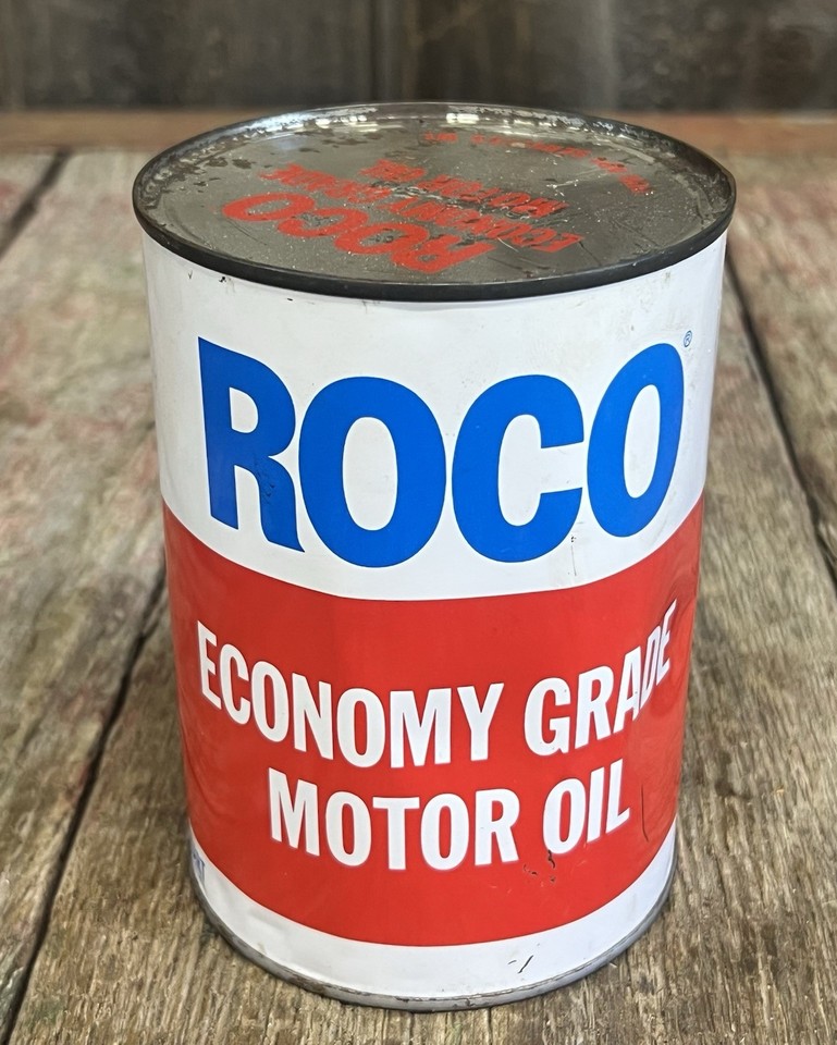 NOS Vintage 1Qt ROCO Economy Grade Motor Oil Gas Service Station Tin ...