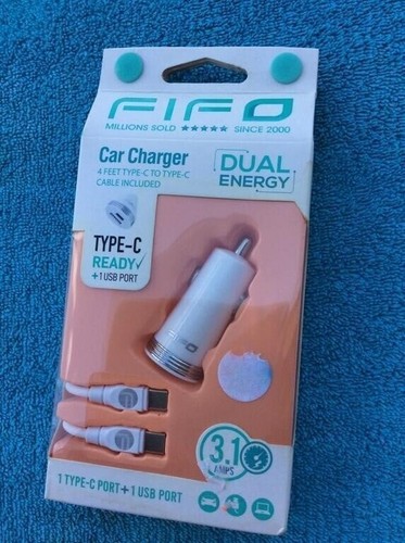 FIFO Dual Port Energy USB Type C Charger Adapter 3.1 Amp 4' Type C ...