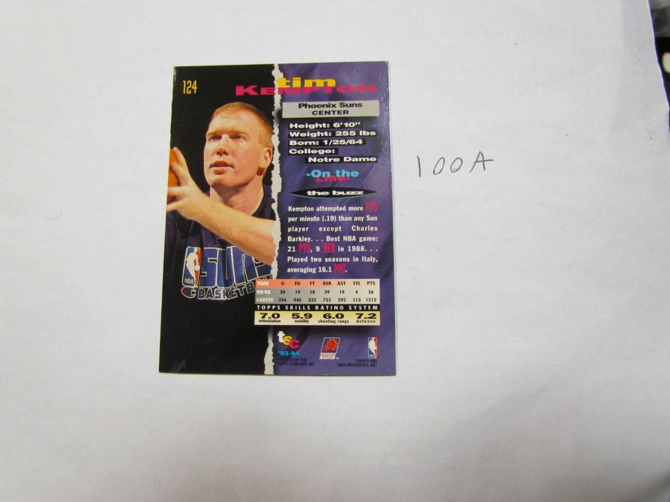 1993-94 Topps Stadium Club Tim Kempton signed Basketball card | eBay