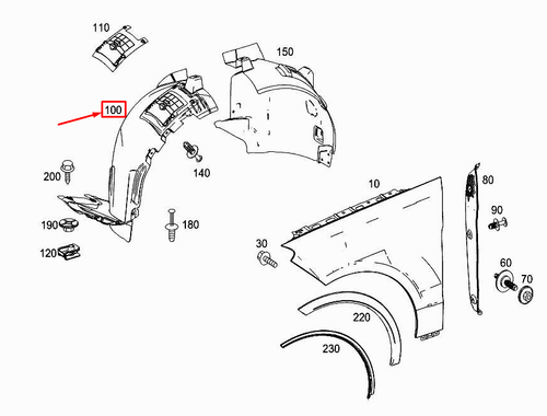 Genuine MERCEDES Ml Class W166 Front Fender Liner Left N/s A1668800505 ...