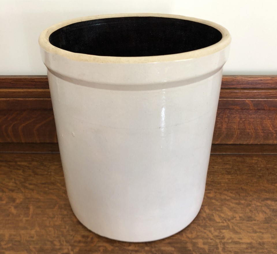 Antique-Vtg. 5-Gallon Pottery-Stoneware Crock Cobalt Blue Crown PERFECT ...
