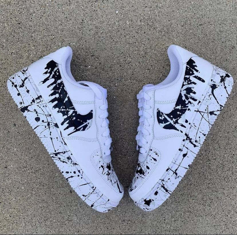 Custom Air Force 1 Cookies N Cream V2 Splatter Shoes White Mens Womens ...