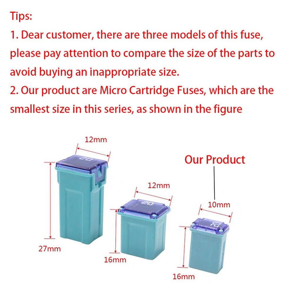 20 Pack Car Micro Cartridge Fuses Kit, 32V 15amp 20amp 25amp 30amp ...