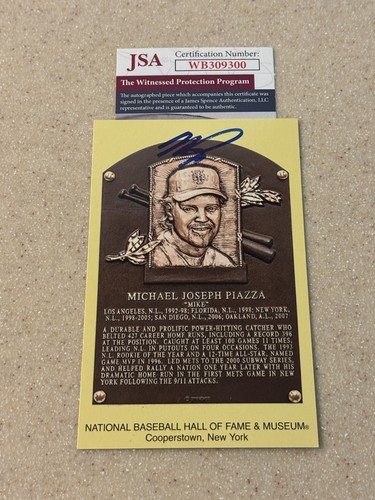 Mike Piazza signed HOF plaque postcard * JSA * | eBay