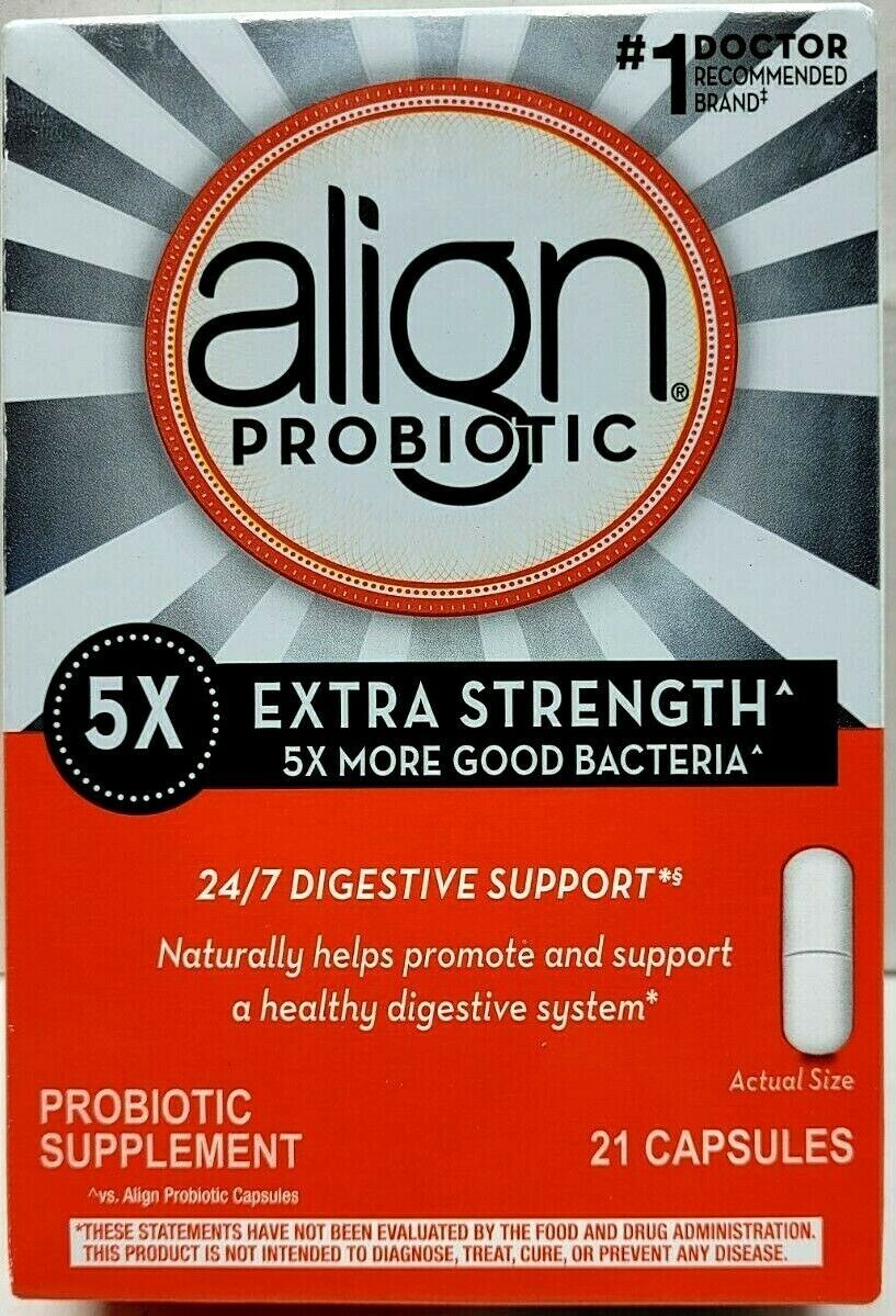 Align Probiotic Extra Strength 5X More Good Bacteria - 21 Capsules; Exp ...