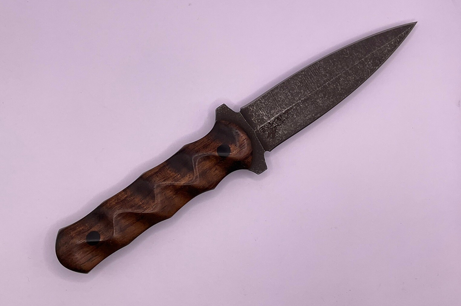 Half Face Blades Combat Dagger Stonewashed Dual Edge Full Koa Carbon ...