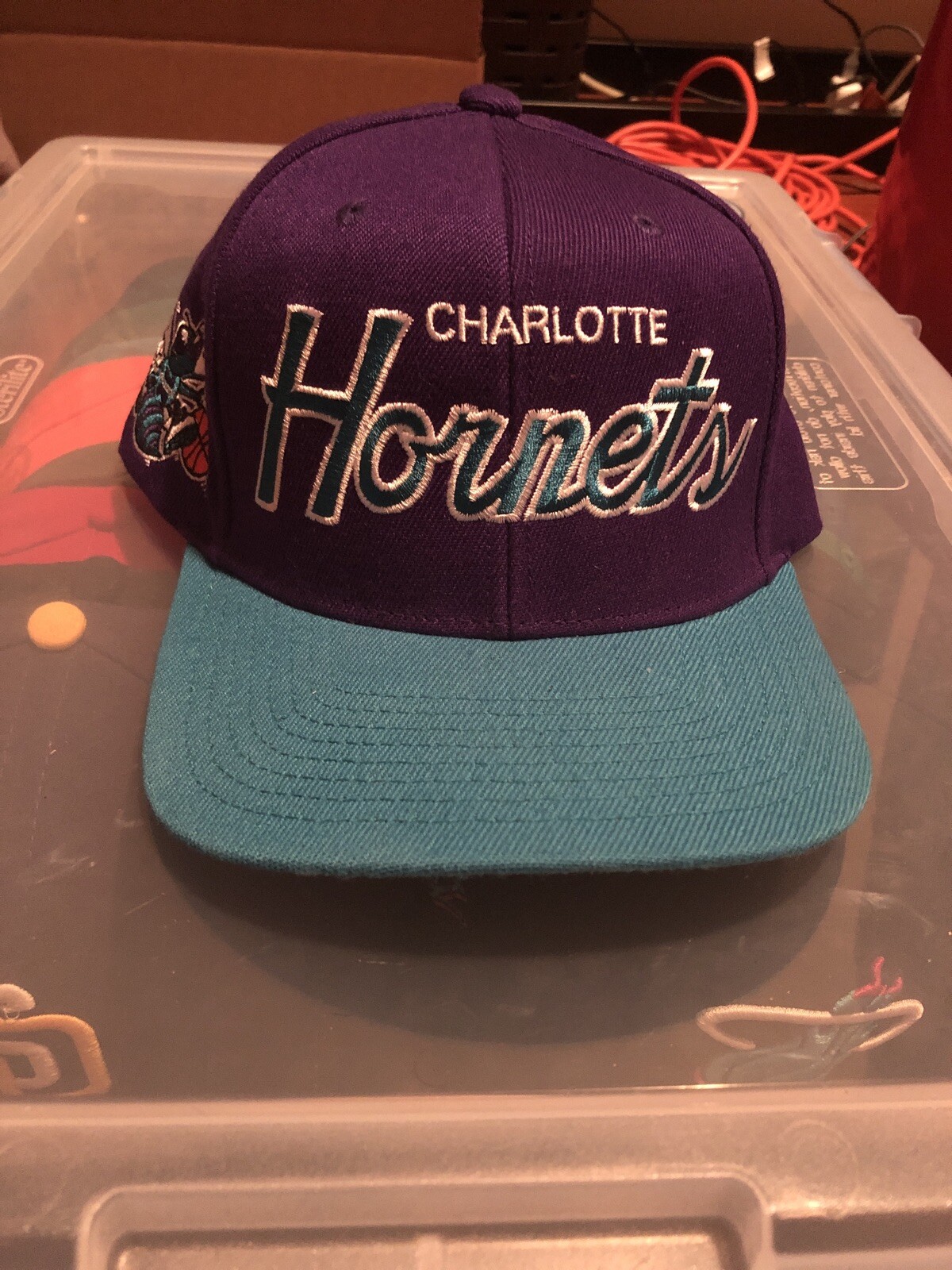 Mitchell & Ness Charlotte Hornets Script SnapBack Hat - Gem