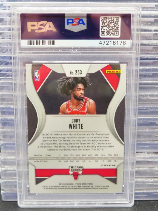 2019-20 Prizm Coby White Green Prizm Rookie Card RC #253 PSA 9 Bulls | eBay