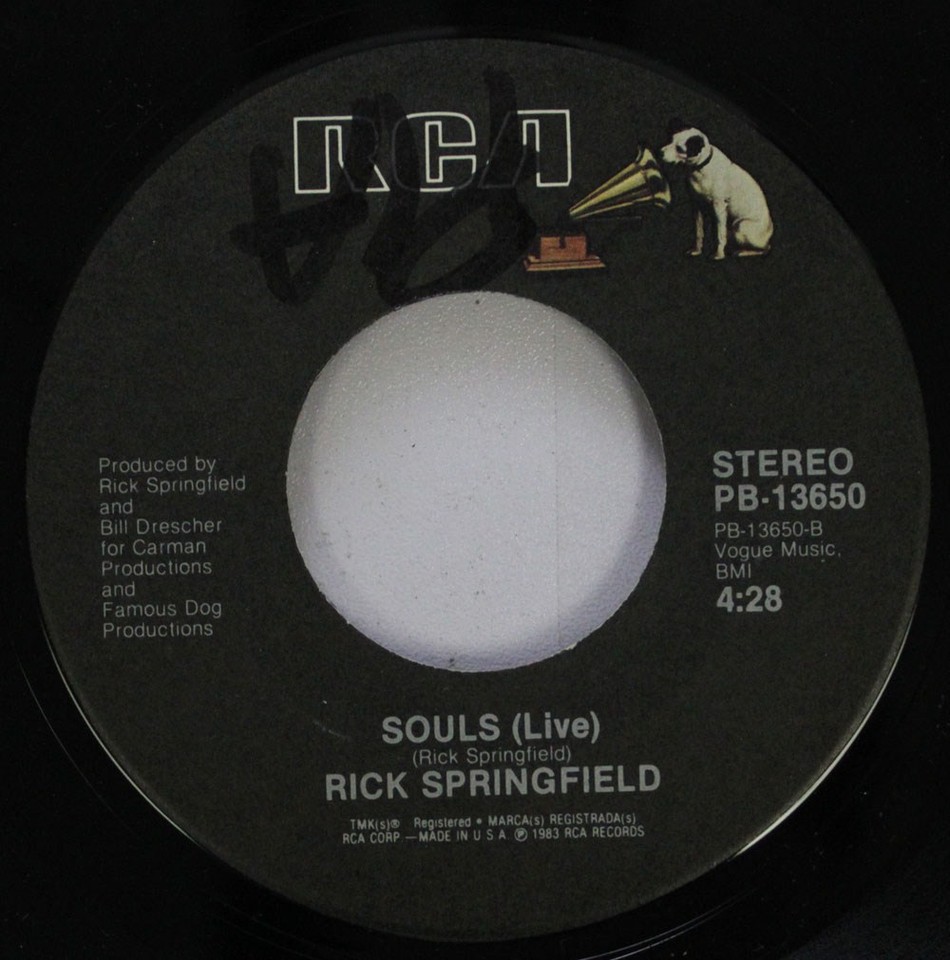 Rock 45 Rick Springfield - Souls / Souls (Live) On Rca | eBay