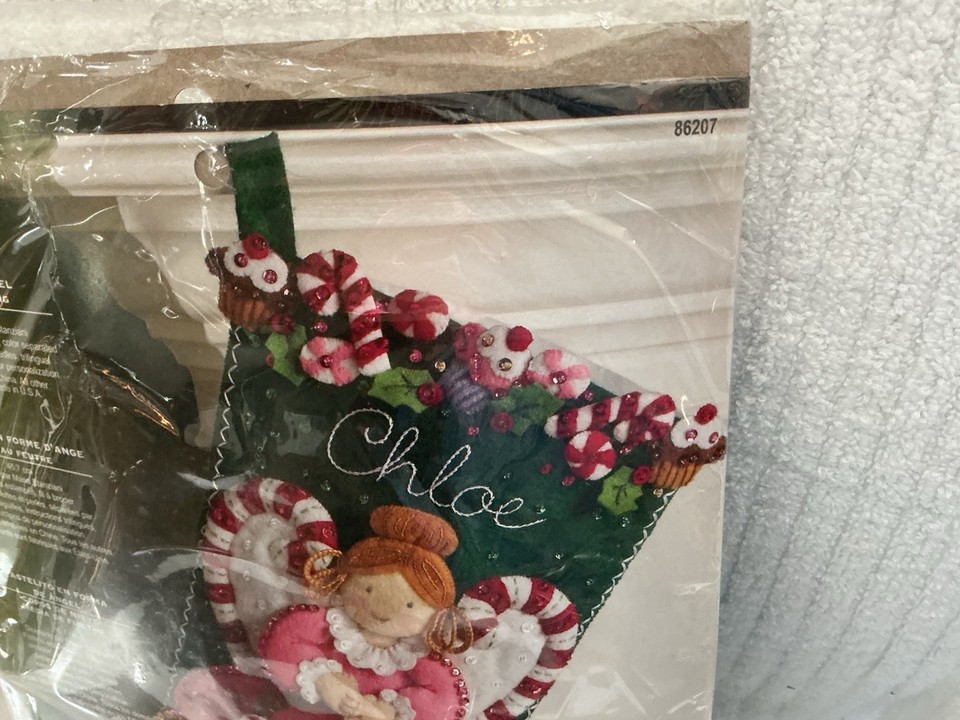2010 Bucilla Cupcake Angle 18" Felt Stocking Kit #86207 IN OPEN PACKAGE ...