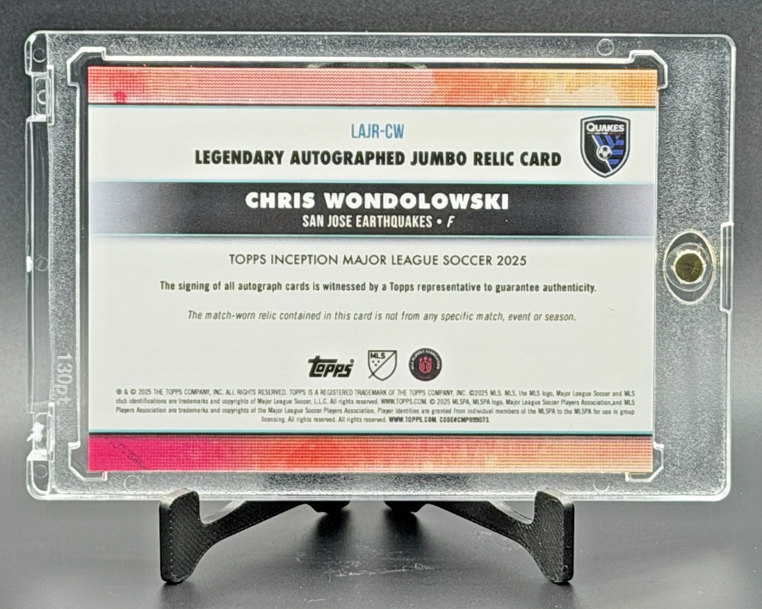 2025 Topps MLS Inception CHRIS WONDOLOWSKI Red AUTO Jumbo Relic 5/10 ...