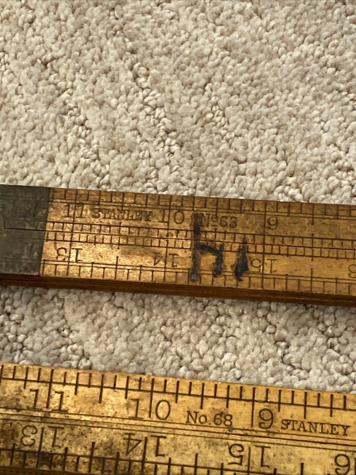 Vintage STANLEY No. 63 & 68 24" Boxwood and Brass Folding Carpenter's ...