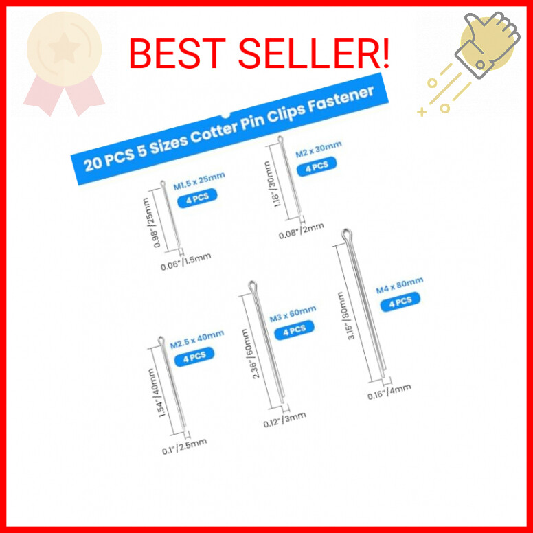 Cotter Pin Assortment Kit, SDTC Tech 20 PCS 304 Stainless Steel Pin ...