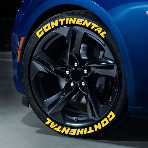 Yellow CONTINENTAL Tire Lettering Sticker 1.25'' 15''-24'' Rubber Tire ...