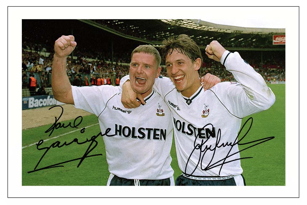 Gazza Gascoigne & Lineker Tottenham Signed Pre Print Autograph 6x4 ...