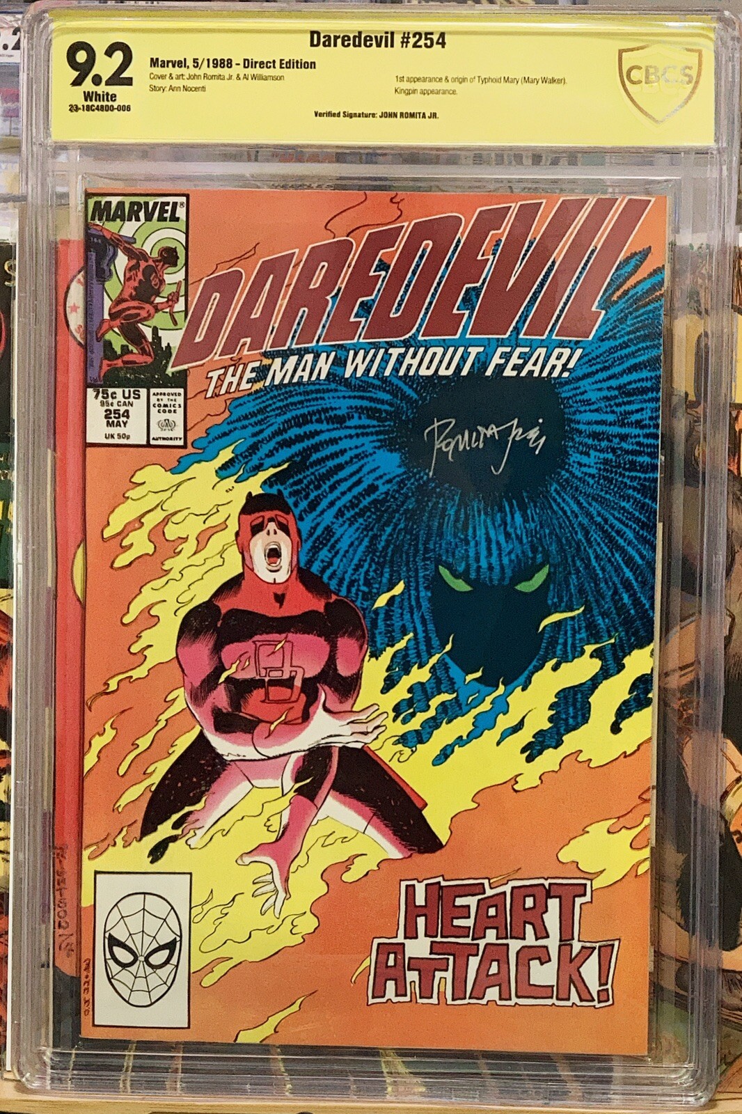 Daredevil 254 signed Romita Jr old school from 1989 Cbcs 9.2 1st ...