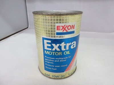 VINTAGE ADVERTISING EXXON EXTRA CARDBOARD ONE QUART OIL CAN FULL X-736 ...
