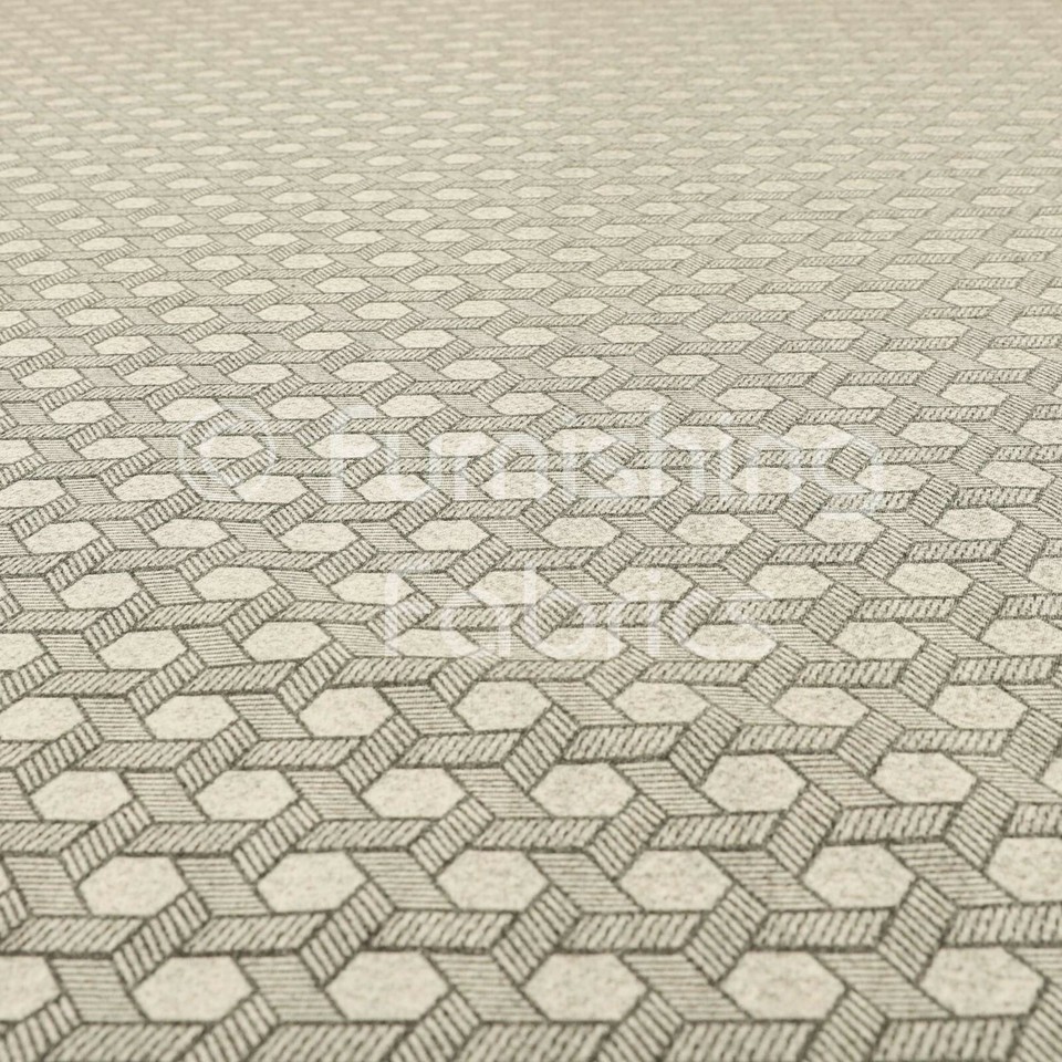 Modern Geometric Hexagon Pattern Wool Textured Grey Upholstery ...